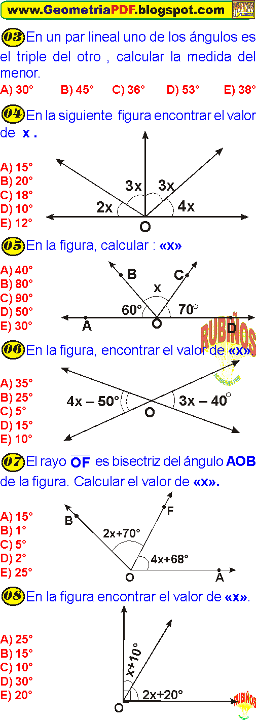 ANGULOS EJERCICIOS PARA RESOLVER EN PRIMARIA Y SECUNDARIA CON CLAVES Y ...