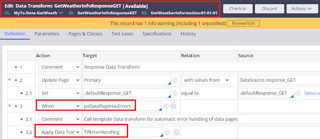 Pega exception handling in connectors | Pega Help | Case Management | Integration | Data Pages