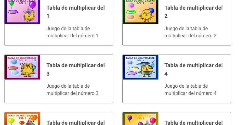 El arcoiris de segundo: Las tablas de multiplicar