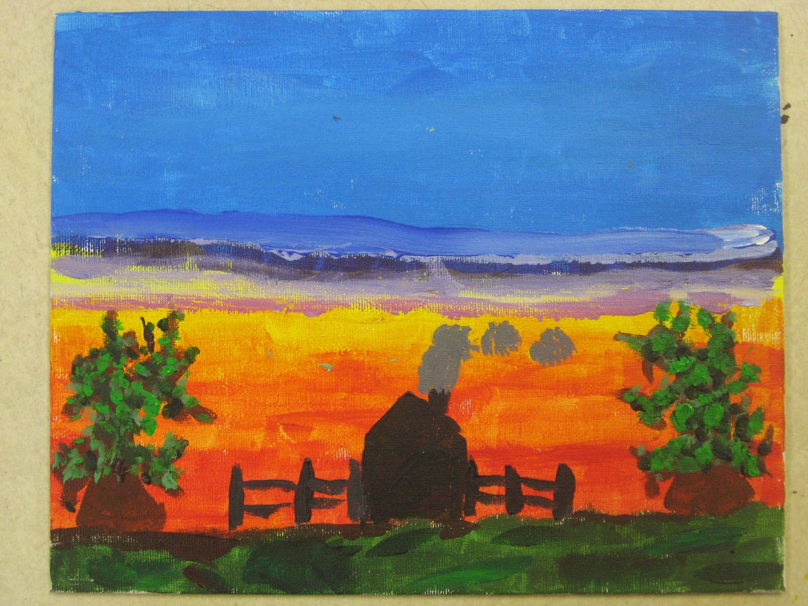Miss Young's Art Room: More 6th Grade Landscape Paintings on Canvas