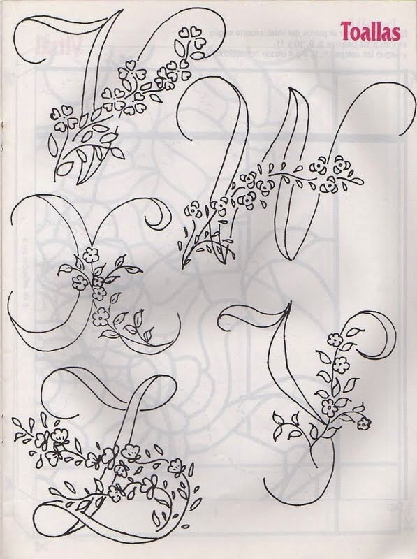 Bordado Passo a Passo: Risco de alfabeto para pintura e bordado com flores