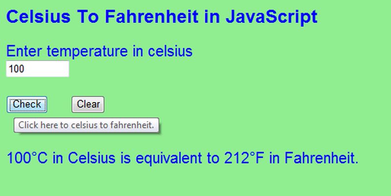 Free Programming Source Codes And Computer Programming Tutorials Celsius To Fahrenheit In