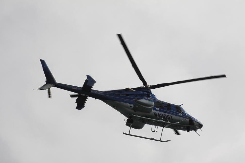 Michigan Exposures: A State Police Helicopter Passes Overhead