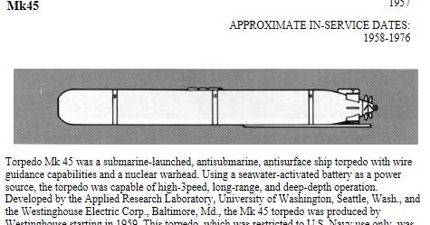 Nuclear Weapons Accidents: Mark 45 ASTOR Torpedo Myth