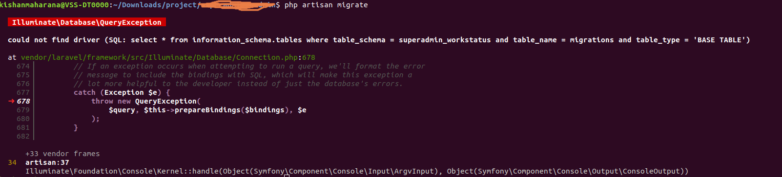 Could Not Find Driver While Migrating In Laravel Fixed