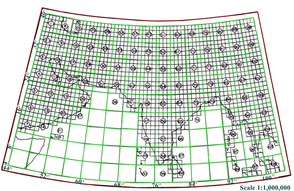 Numbering System Of Indian Topographical Sheets