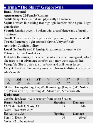 Savage Worlds Stat Block