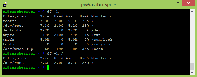 Hello Raspberry Pi Display File System Information With Linux Df Command 8562