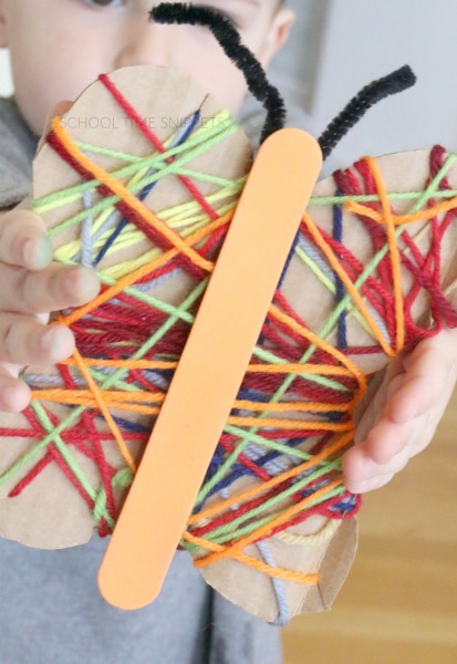Yarn Wrapping Butterfly Craft for Kids | School Time Snippets