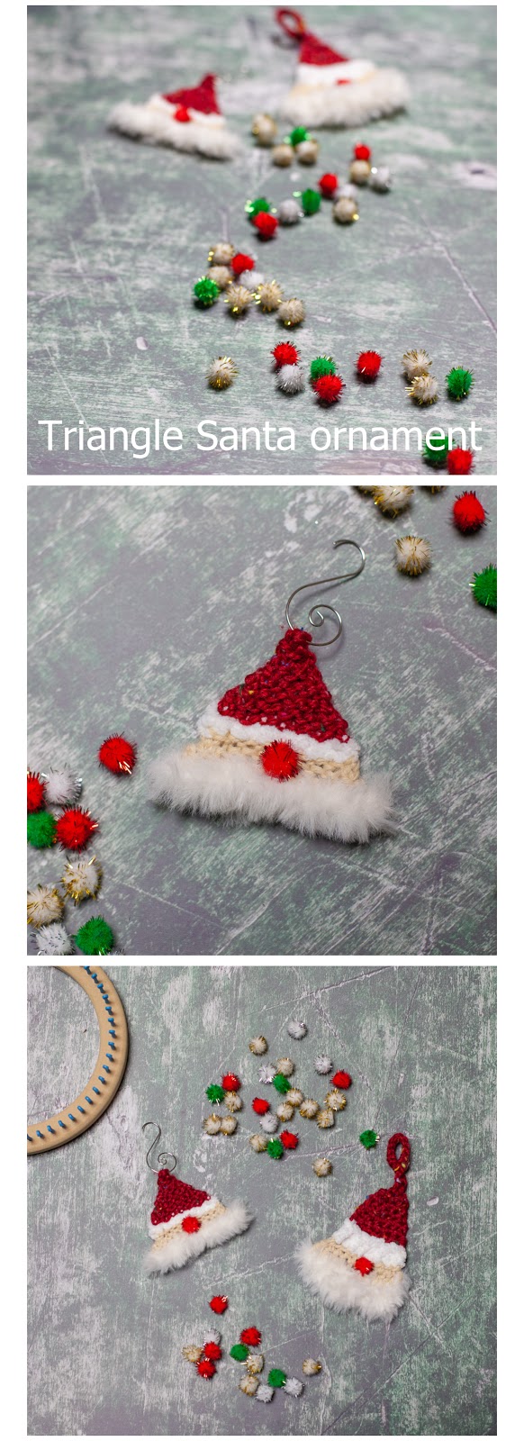 Triangle Santa Ornament (Free Pattern) | Loom Knitting by This Moment ...