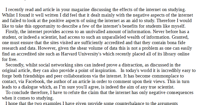 English Worldwide: CAE Writing Example Two