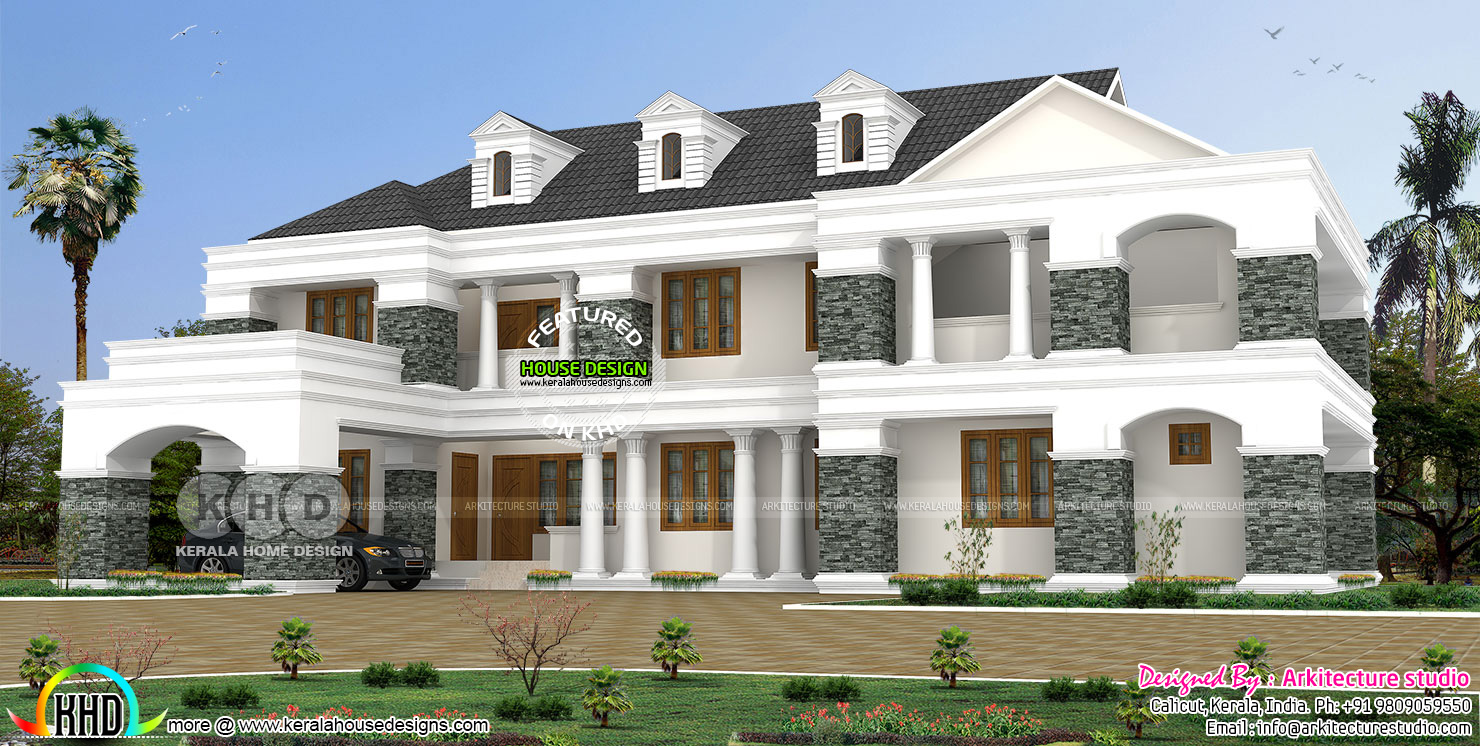 5 bedroom Colonial style 7840 square feet house architecture - Kerala ...