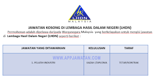 Jawatan Kosong di Lembaga Hasil Dalam Negeri (LHDN) - Appkerja Malaysia