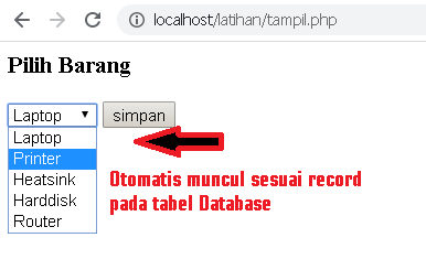 Cara Menampilkan Isi Database ke Dropdown di PHP MySQL