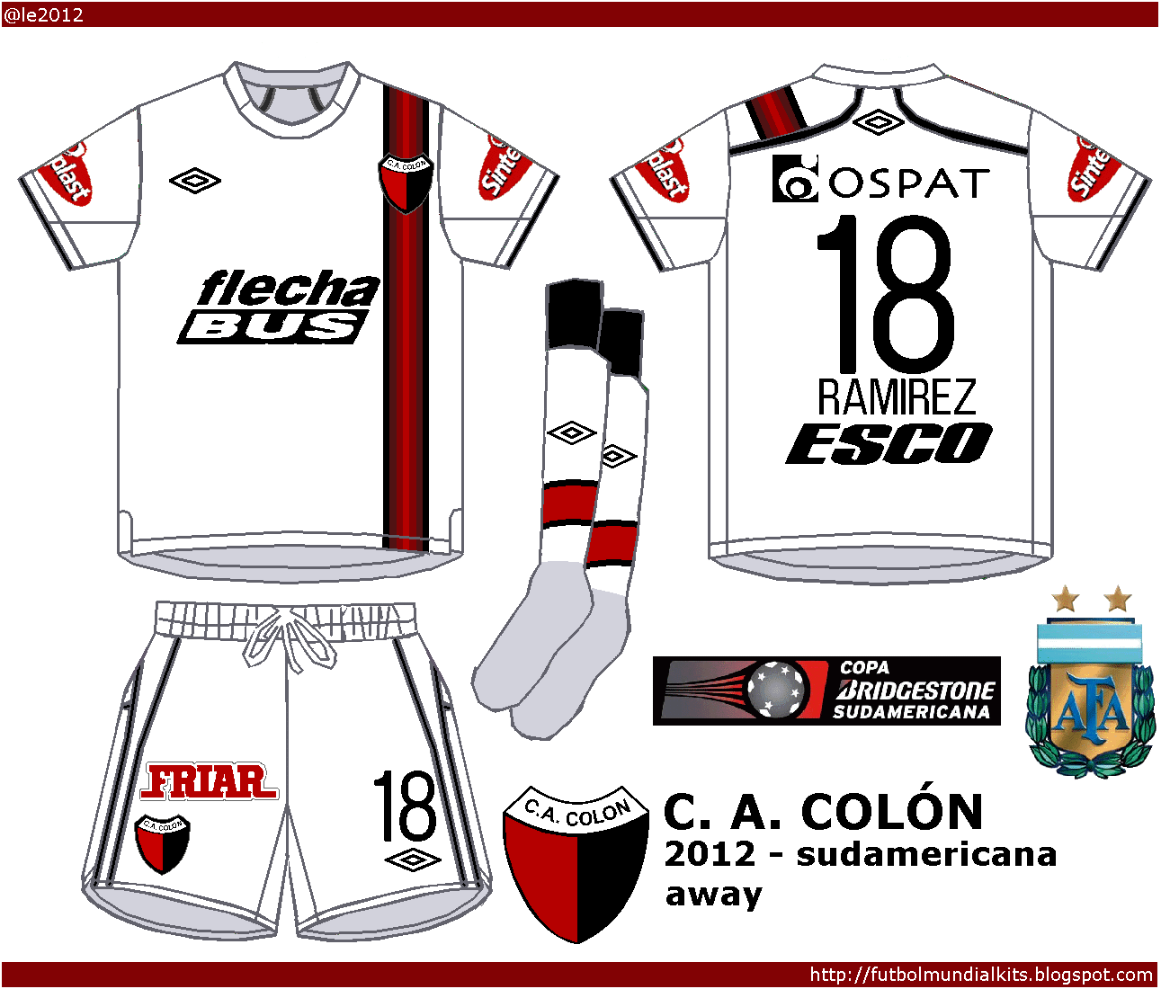 Fútbol Mundial Kits - Uruguay: C. A. Colón - 2012 (sudamericana)