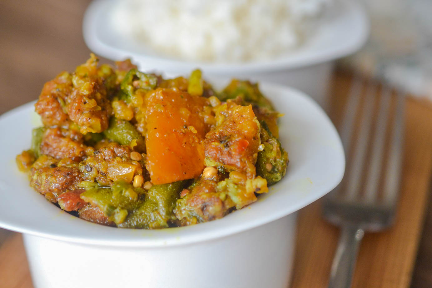Greedy Girl : Foil roast curry conch with pumpkin and okra