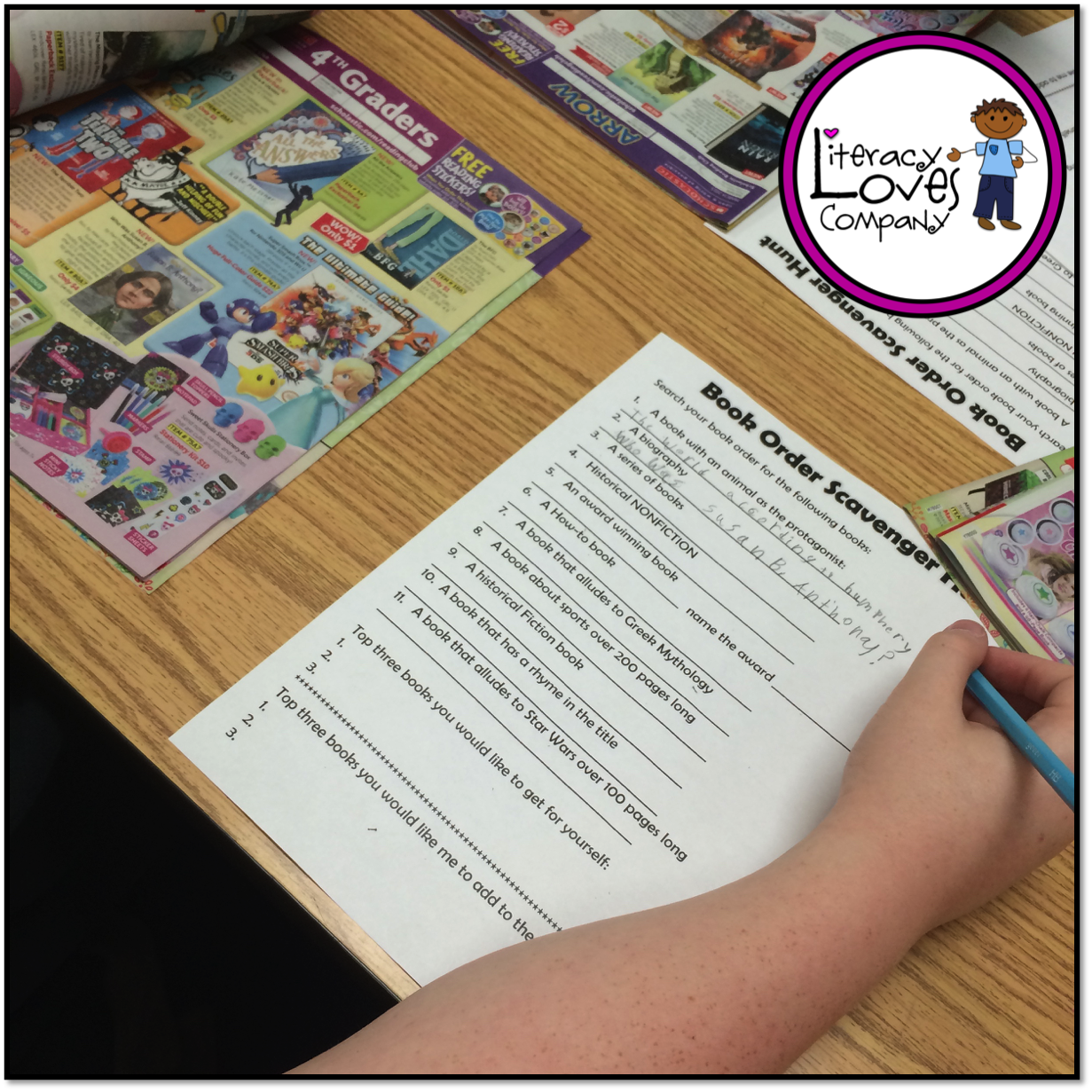 Literacy Loves Company: Book Order Scavenger Hunt
