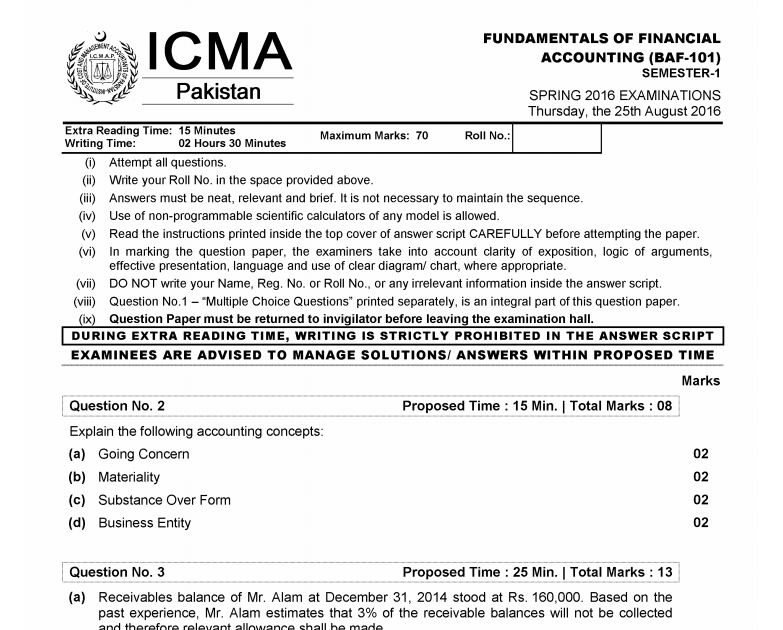 ICMAP FFA OP1 Past Paper | Paper 1 with Solution | Ecodemy
