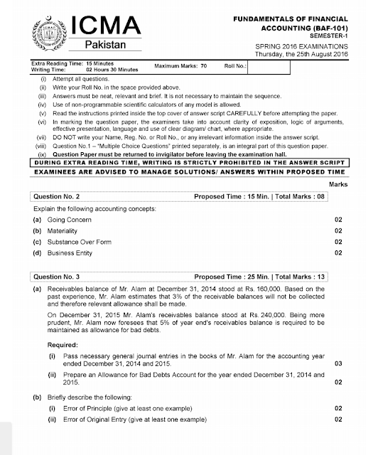 ICMAP FFA OP1 Past Paper | Paper 1 with Solution | Ecodemy