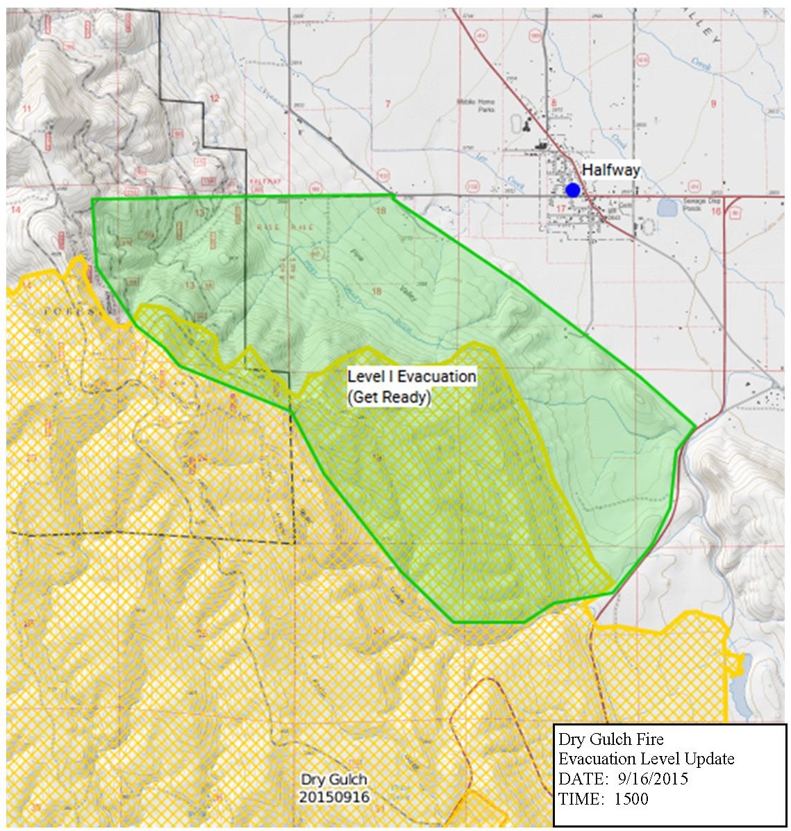 Blue Mountain Fire Information: Dry Gulch Fire Evacuation Map 9/16/15 3 ...