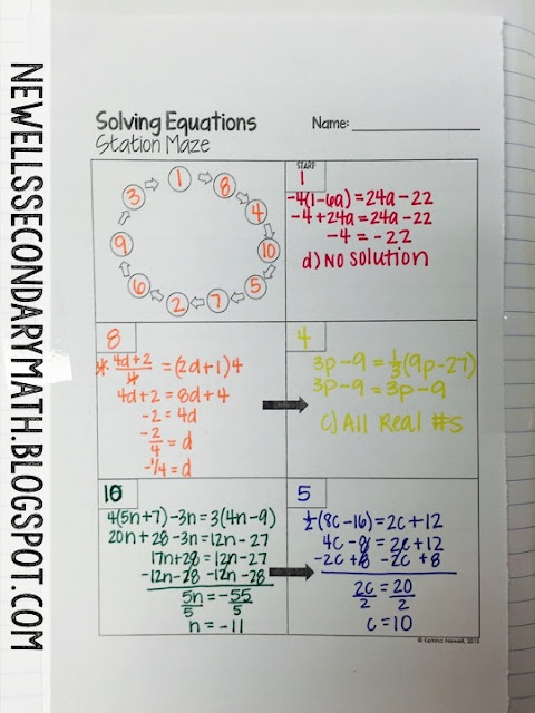 Solving Equations Maze | Mrs. Newell's Math