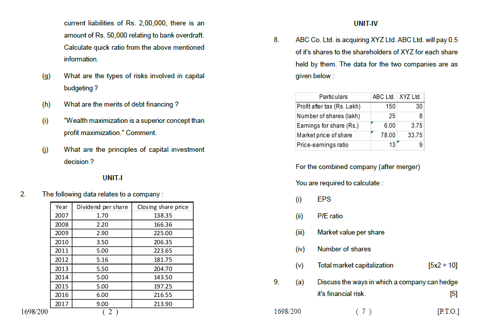Lucknow University MBA FC Semester II FINANCIAL DECISION lucknow-university-mba-fc-semester-ii-financial-decision