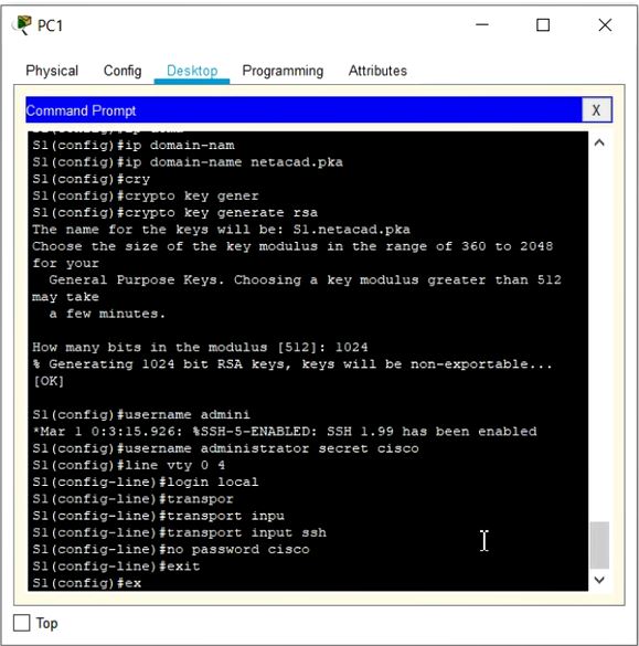 Packet Tracer-Configuring SSH