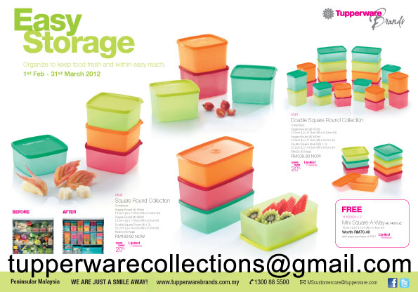 ::Tupperware Collections::: Large Square Round ~ new colours!!!