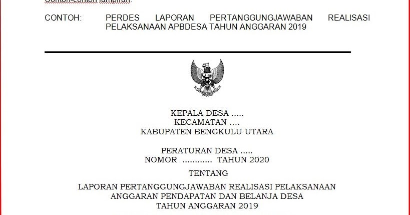 Download Perdes Laporan Pertanggungjawaban Realisasi Pelaksanaan APBDesa Tahun Anggaran ...