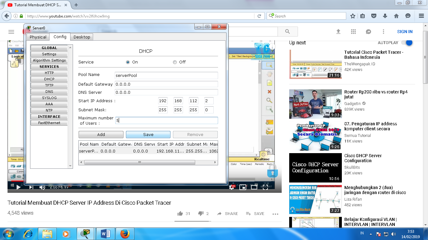 1 5 Kemudianmasuk Config Dhcp Setelah Itu Baris Paling Akhir Pada Start Ipaddress Isi Angka