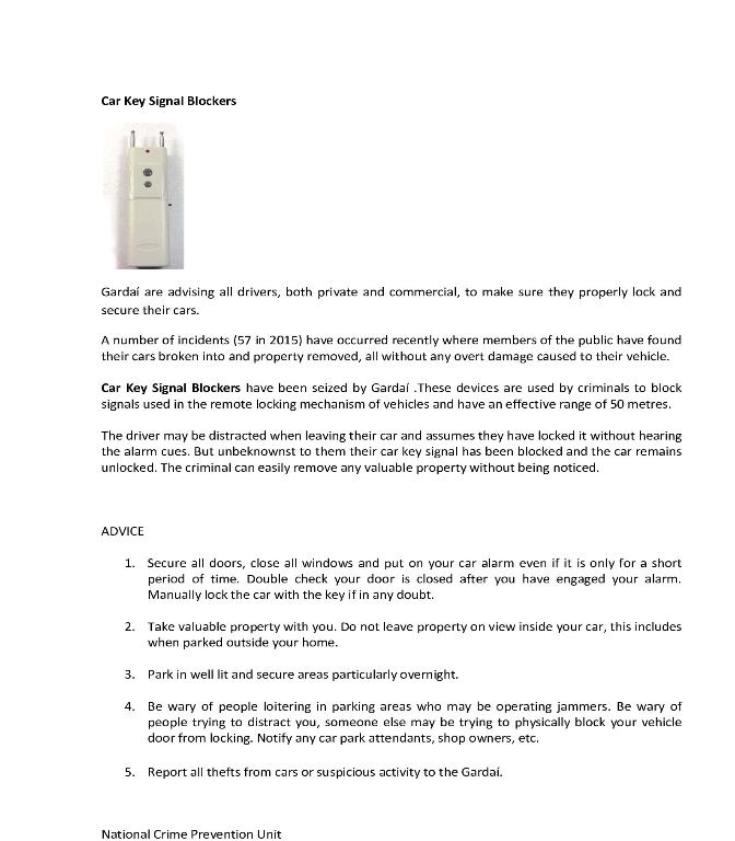 Kanturk Chamber of Commerce: Garda Security,Traffic & Driving Advice