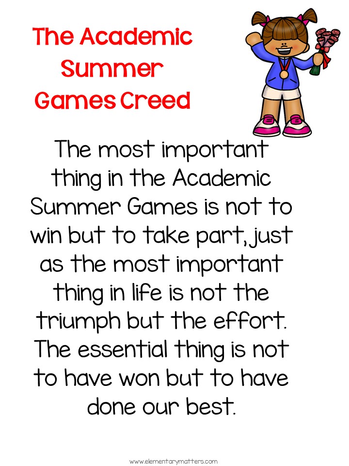 Elementary Matters: The "Summer Games" are Complete!