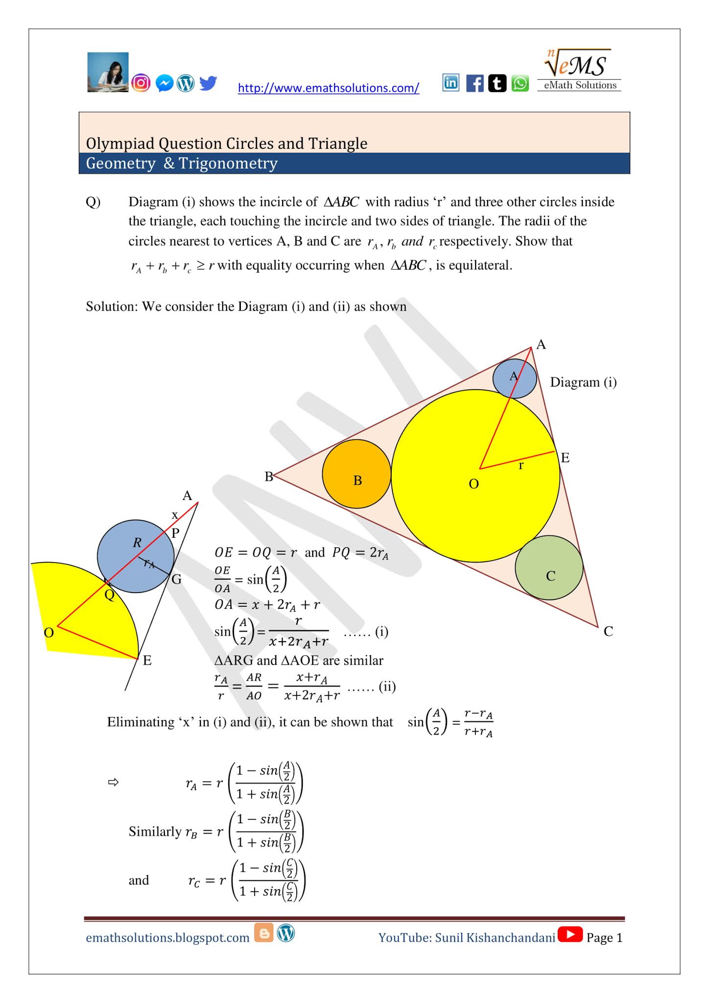 Olympiad Question on Geometry: Circles ⭕ and Triangles ∆