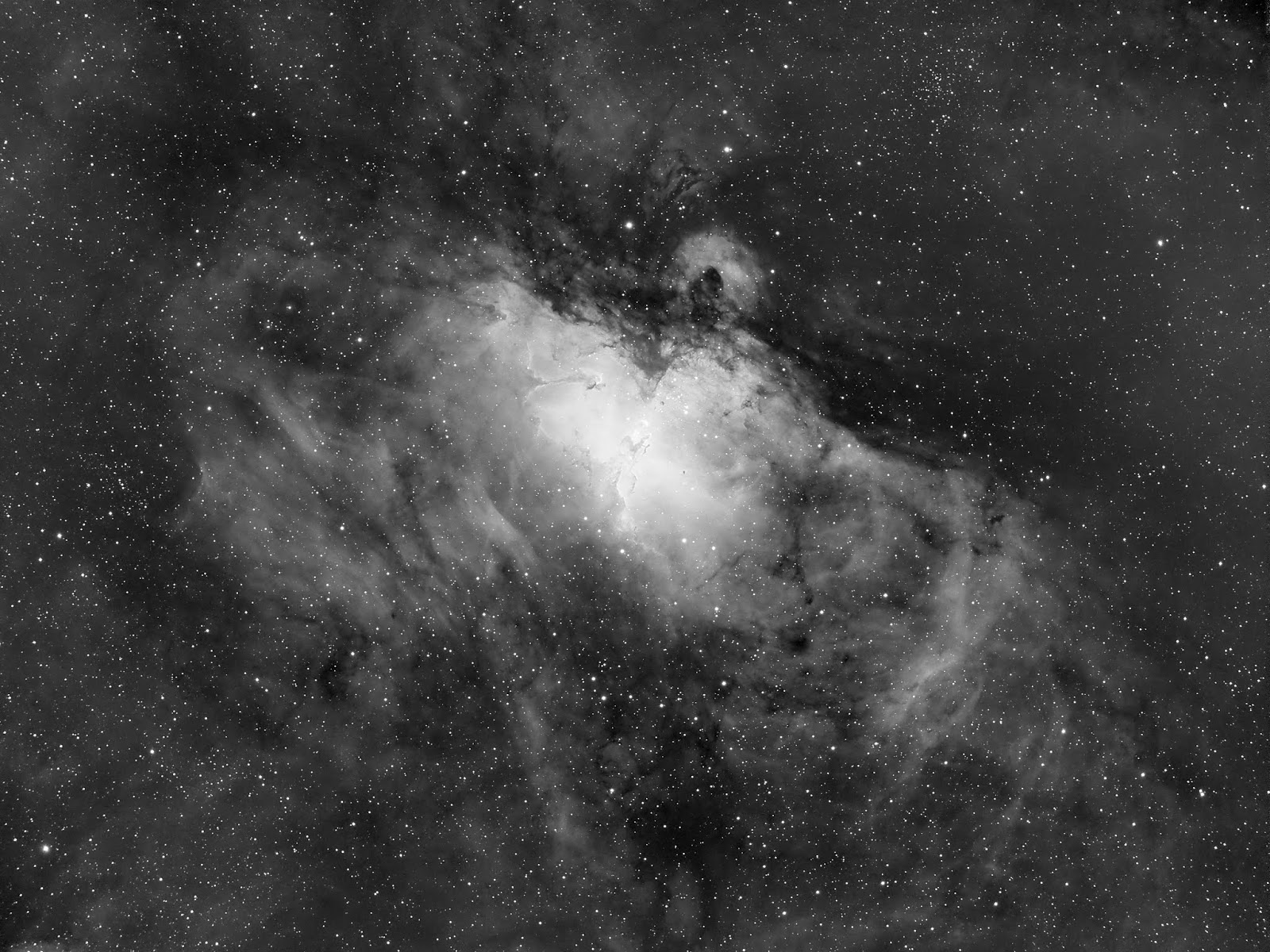 Sky and Rockets: M16, the Eagle Nebula, in Ha only