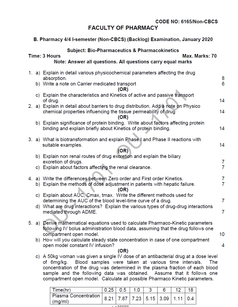 Osmania University B. Pharmacy 4/4-I-Semester (NON-CBCS) (Backlog ...