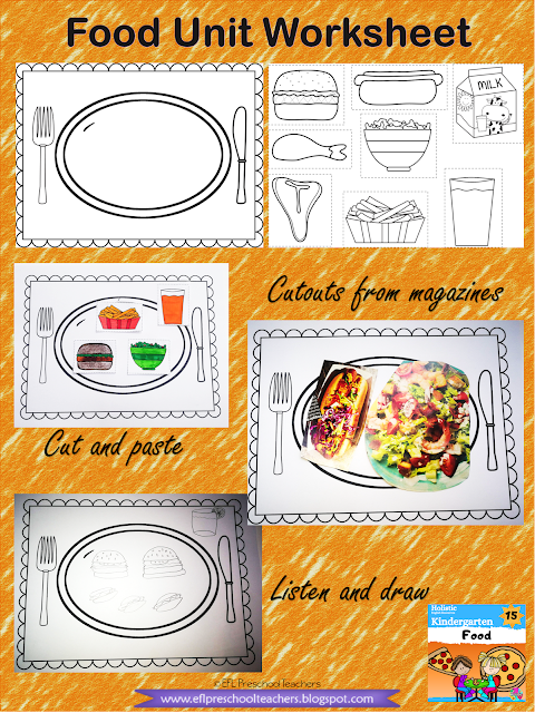 ESL/EFL Preschool Teachers: Food Unit Worksheets