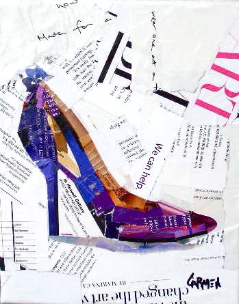Carmen Beecher: Purple Shoe, Collage, 10X8