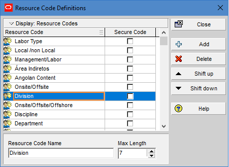 Oracle Primavera P6 em dicas: Usar Resource Codes