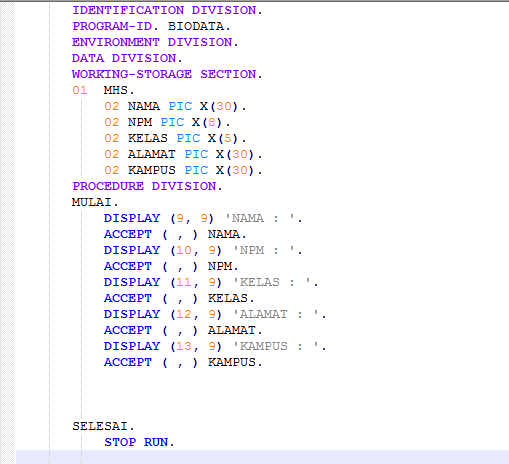 Bahasa Pemrograman Cobol Dan Contoh Program Informatic Engineering