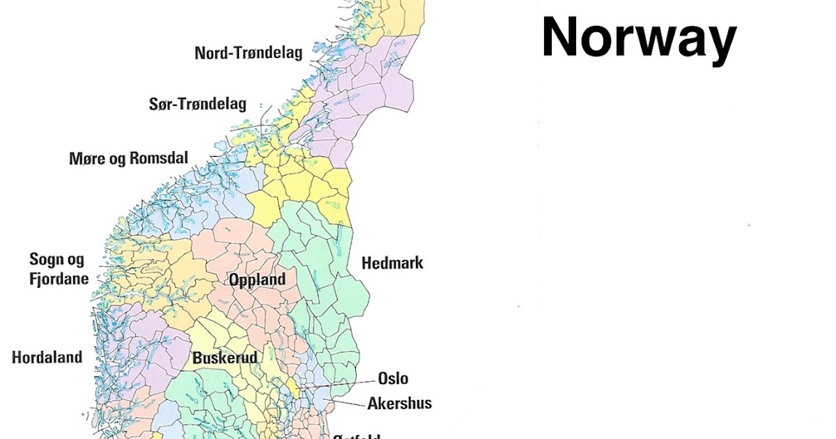A Johnson Blog: Map of Norway with Counties and Towns