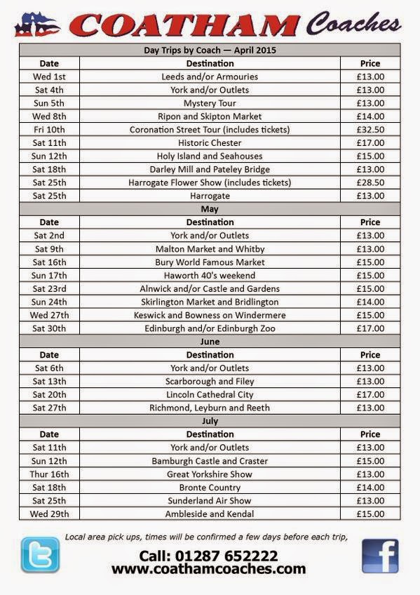 Redcar, North Yorkshire, UK.: Coatham Coaches Redcar timetable and ...
