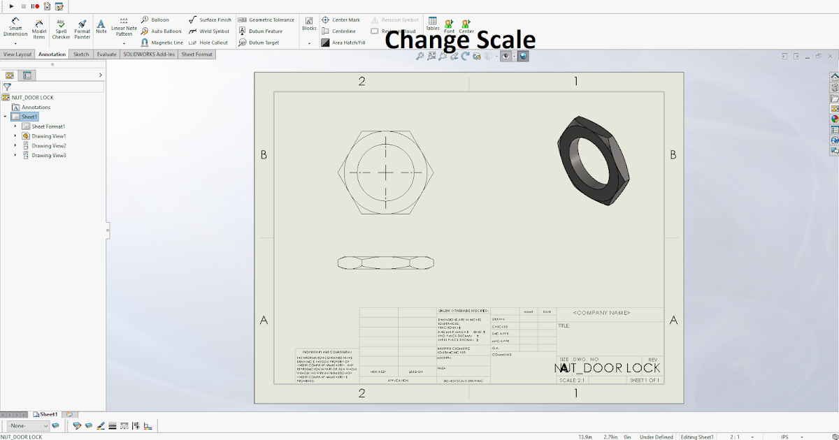 Design Tech Academy: Change Scale in SolidWorks Drawing