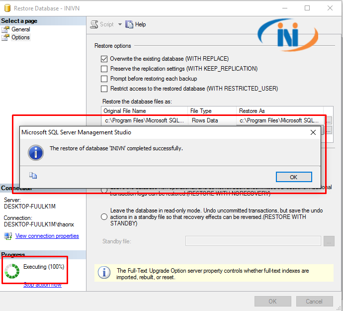 Hướng dẫn Backup Restore database SQL Server - Lập trình