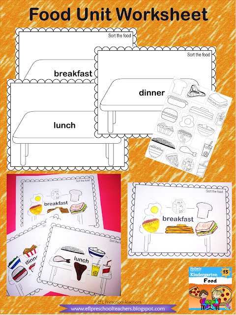 ESL/EFL Preschool Teachers: Food Unit Worksheets