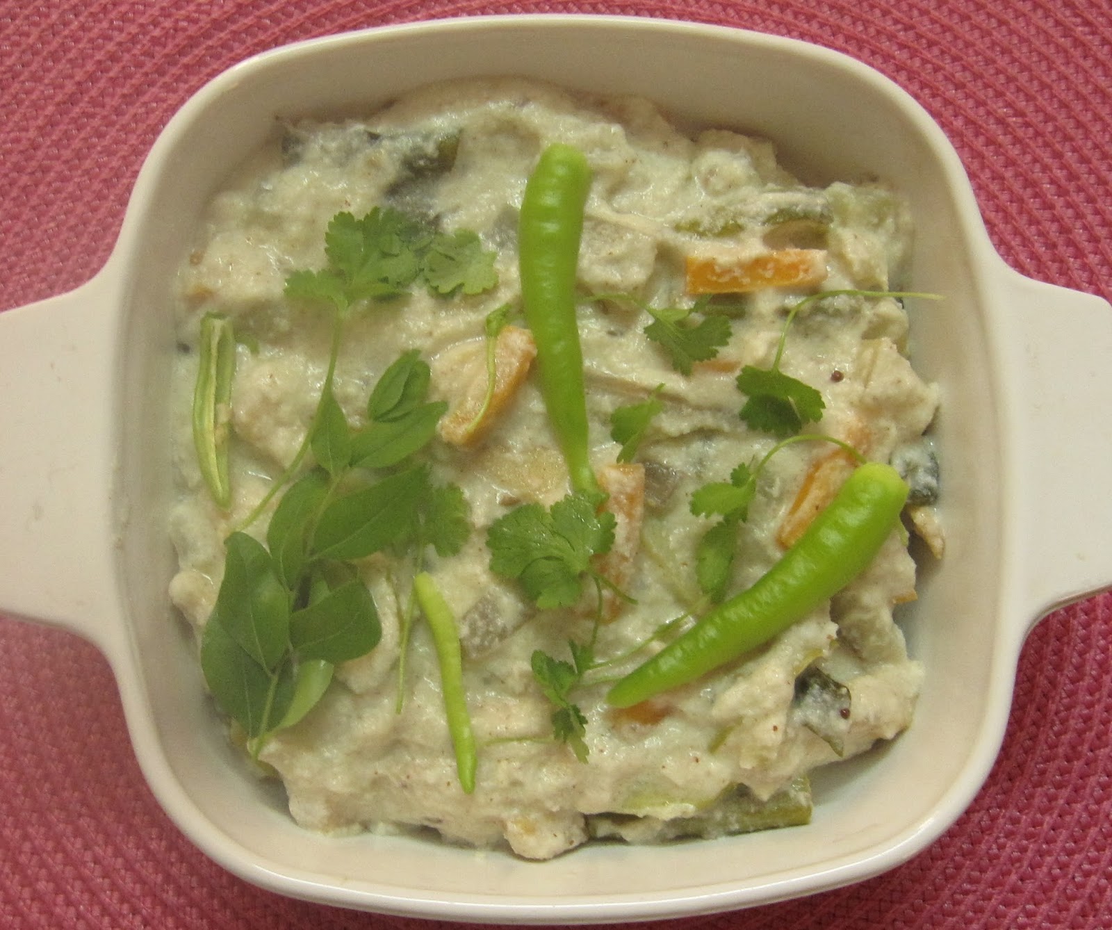 Sita's Ruchulu: Avial (Stewed vegetables in yogurt and coconut gravy)