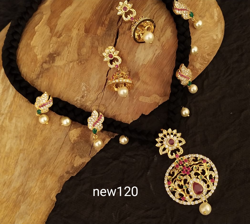 Black Thread Necklace - Indian Jewelry Designs