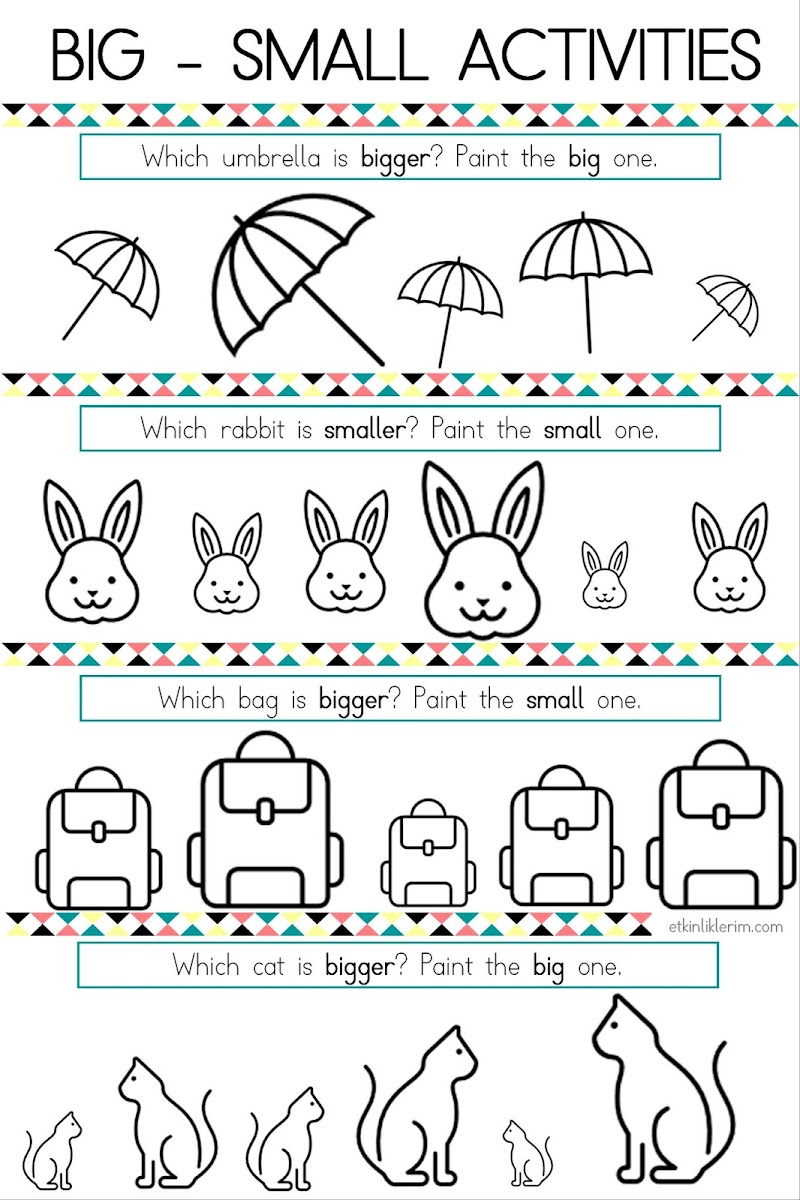 Büyük – Küçük Kavramı Nesneler – Etkinliklerim.com