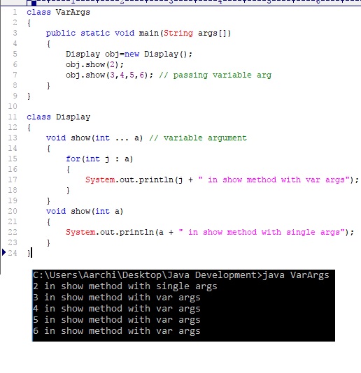 Think like a compiler.: 3.2 Var args [Variable Arguments]
