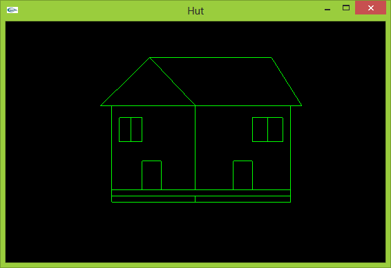 Simple 2D hut design in computer graphics using c++
