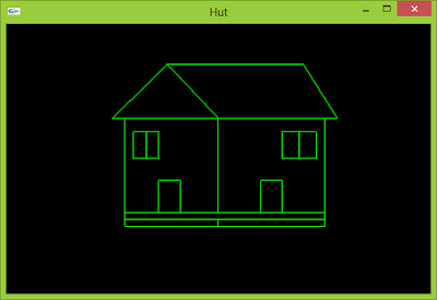Simple 2D hut design in computer graphics using c++